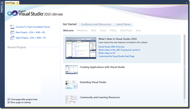 Tips and Tricks: Customizing Visual Studio 2010 Start Page - CodeProject Tips and Tricks: Customizing Visual Studio 2010 Start Page - CodeProject